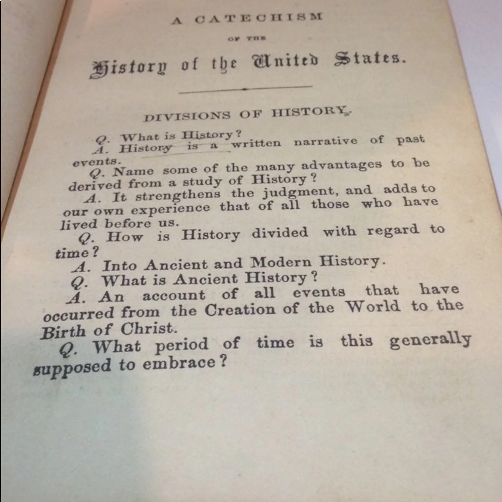 Rare Scary 1800s Catechism Of Us History Book - Gem